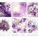 Purple Floral Digital Paper, Abstract Purple Flowers Watercolor Wedding ...