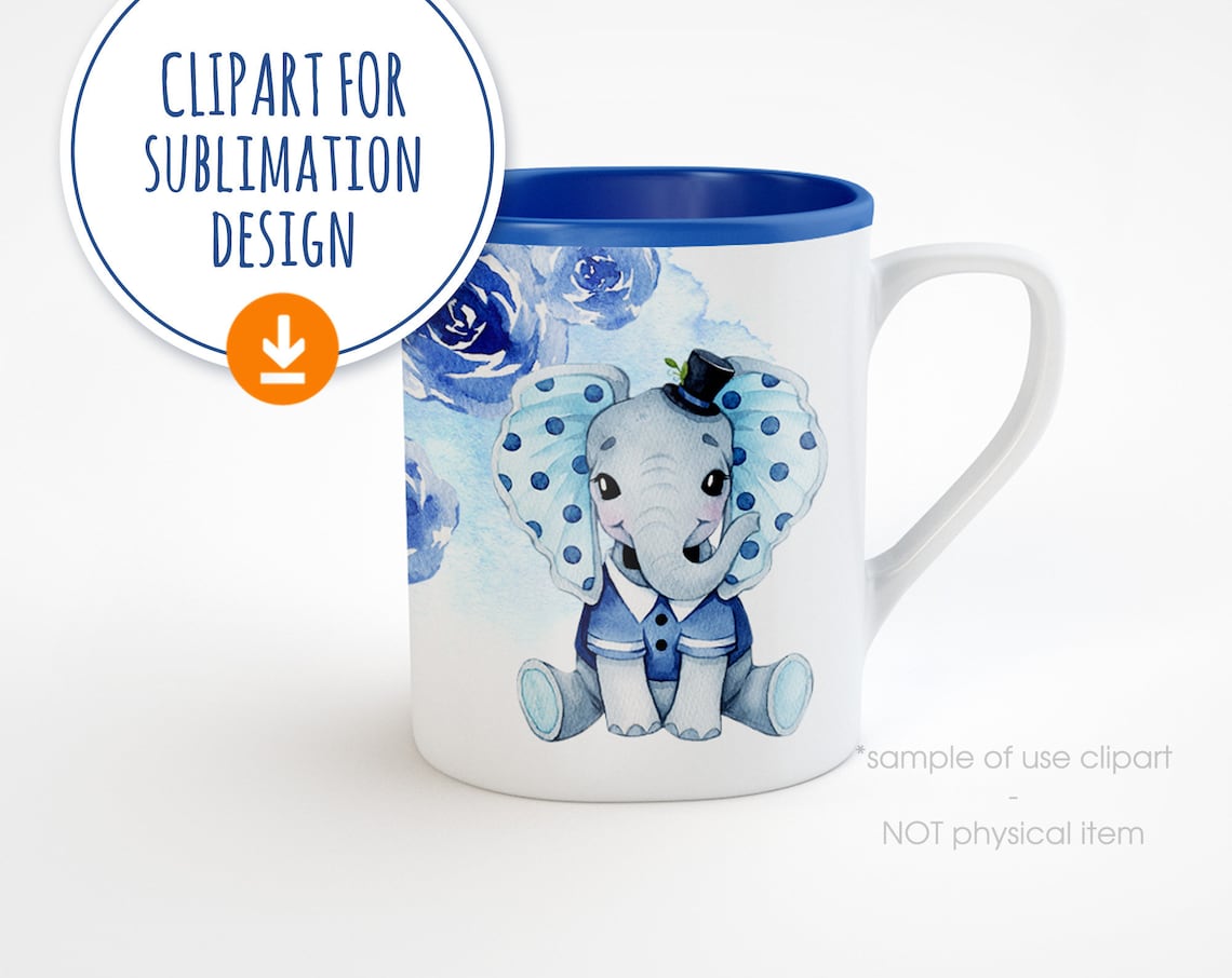 Baby Boy Elephant PNG Clipart. Elephant Cute Watercolor Clip - Etsy