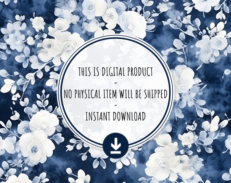 Navy Blue Floral Digital Paper: Watercolor Scrapbook Backgrounds (12x12 ...