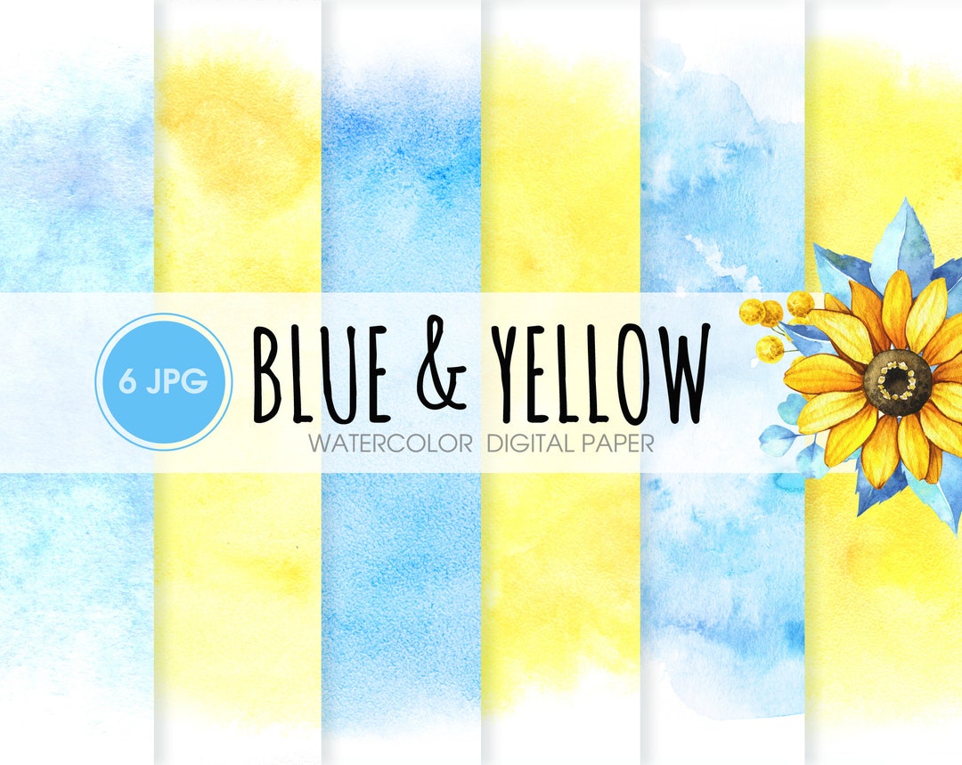 Blue and Yellow Watercolor Digital Paper. Ukraine Flag Colors Abstract ...
