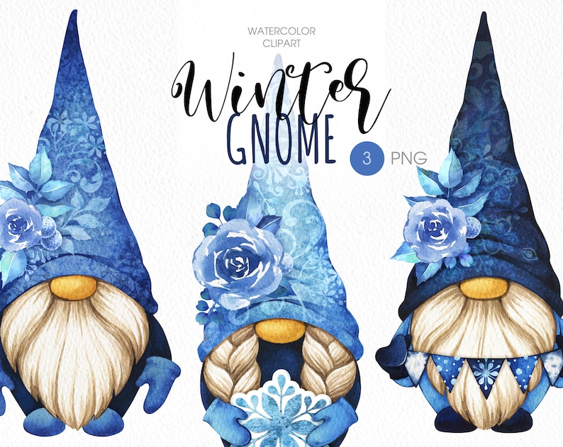 Winter Gnomes PNG Clipart. Cute Holiday Gnome Watercolor | Etsy