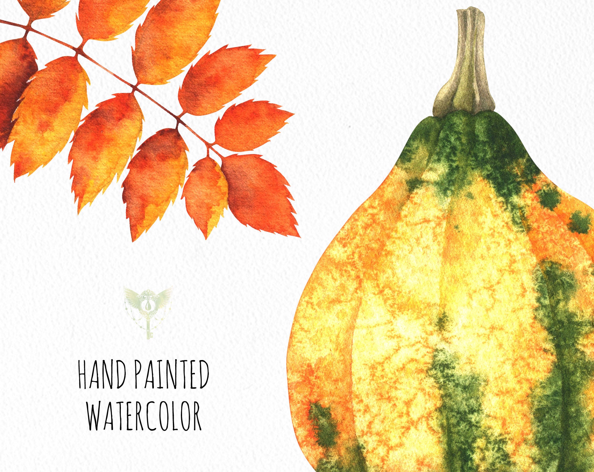 Watercolor Pumpkin PNG Clipart. Fall Clipart Hand Painted | Etsy