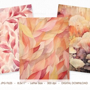 Pastel Fall Forest Digital Paper, Abstract Autumn Watercolor Scrapbook ...