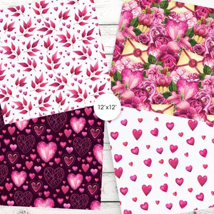 Love Digital Paper Pack. Valentines Digital Paper With Seamless Pattern ...