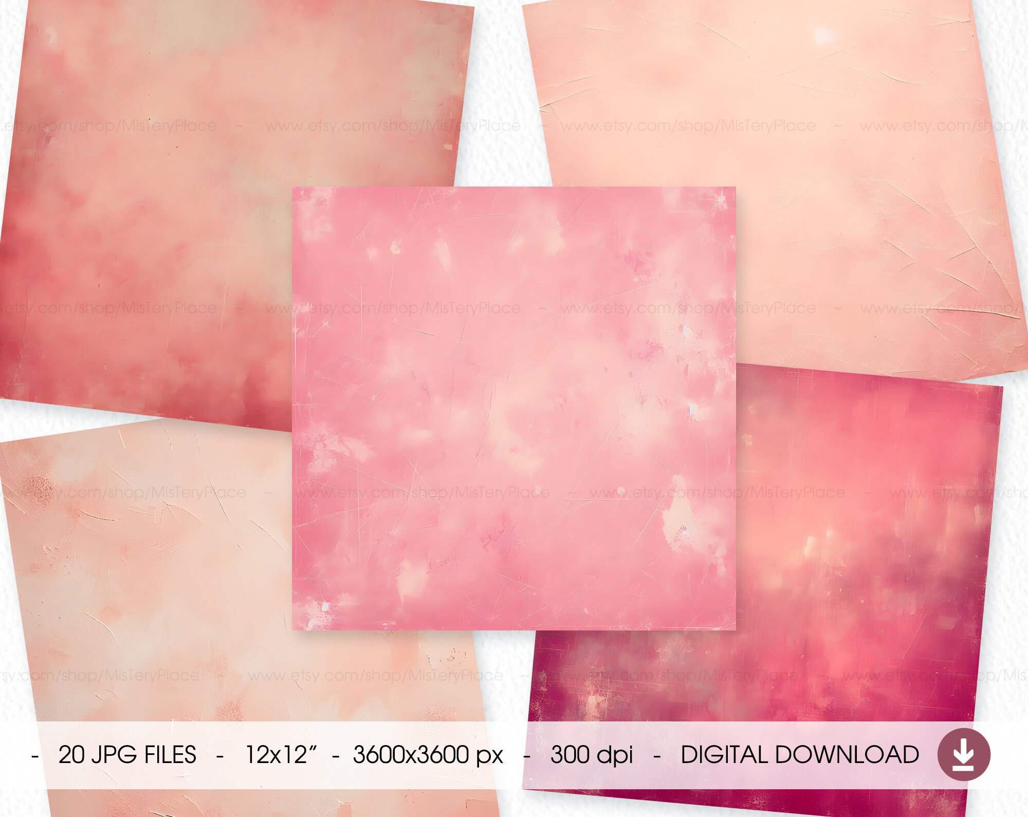 Vintage Pink Digital Paper, Abstract Blush Grunge Texture Wedding ...
