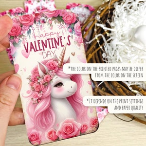 Unicorn Valentine Gift Tags, Printable DIY Valentine Labels and ...