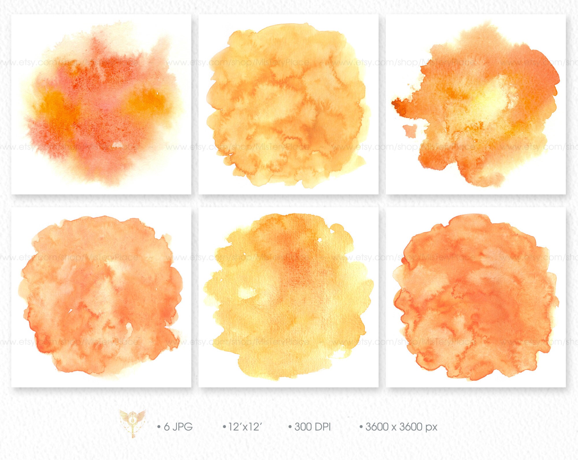 Orange Watercolor Digital Paper Abstract Watercolor Patterns - Etsy