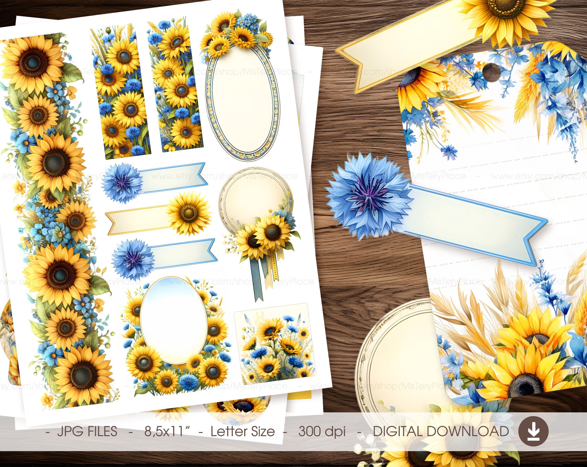 Sunflower Gift Tags, Printable DIY Labels and Stickers for Scrapbooking ...