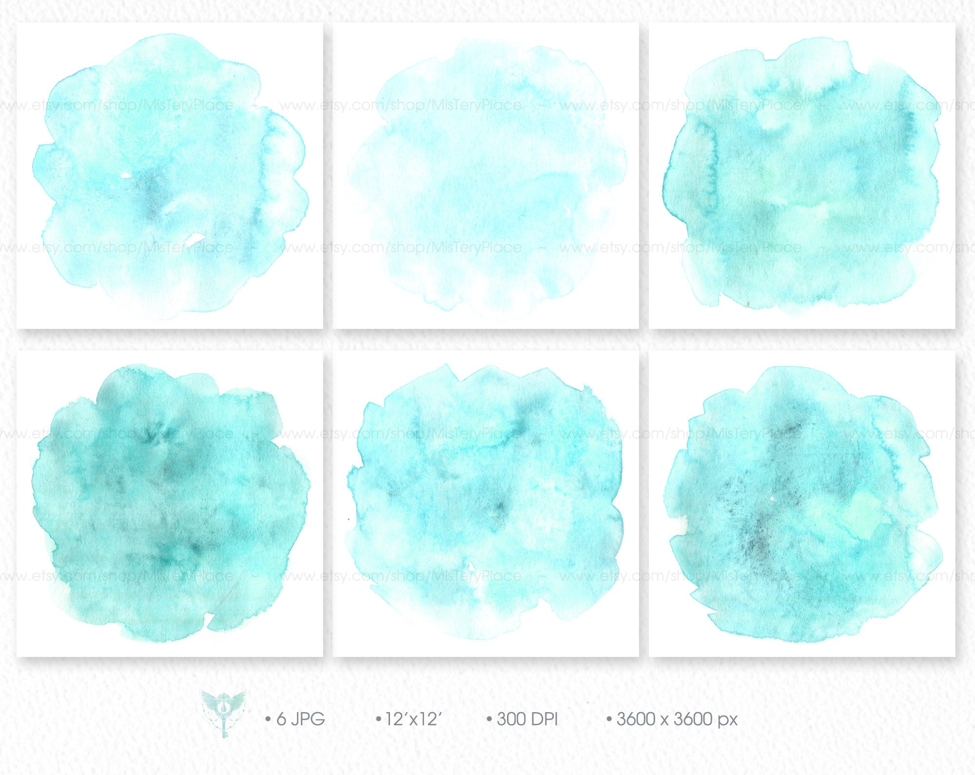 Teal Watercolor Digital Paper Abstract Watercolor Patterns - Etsy