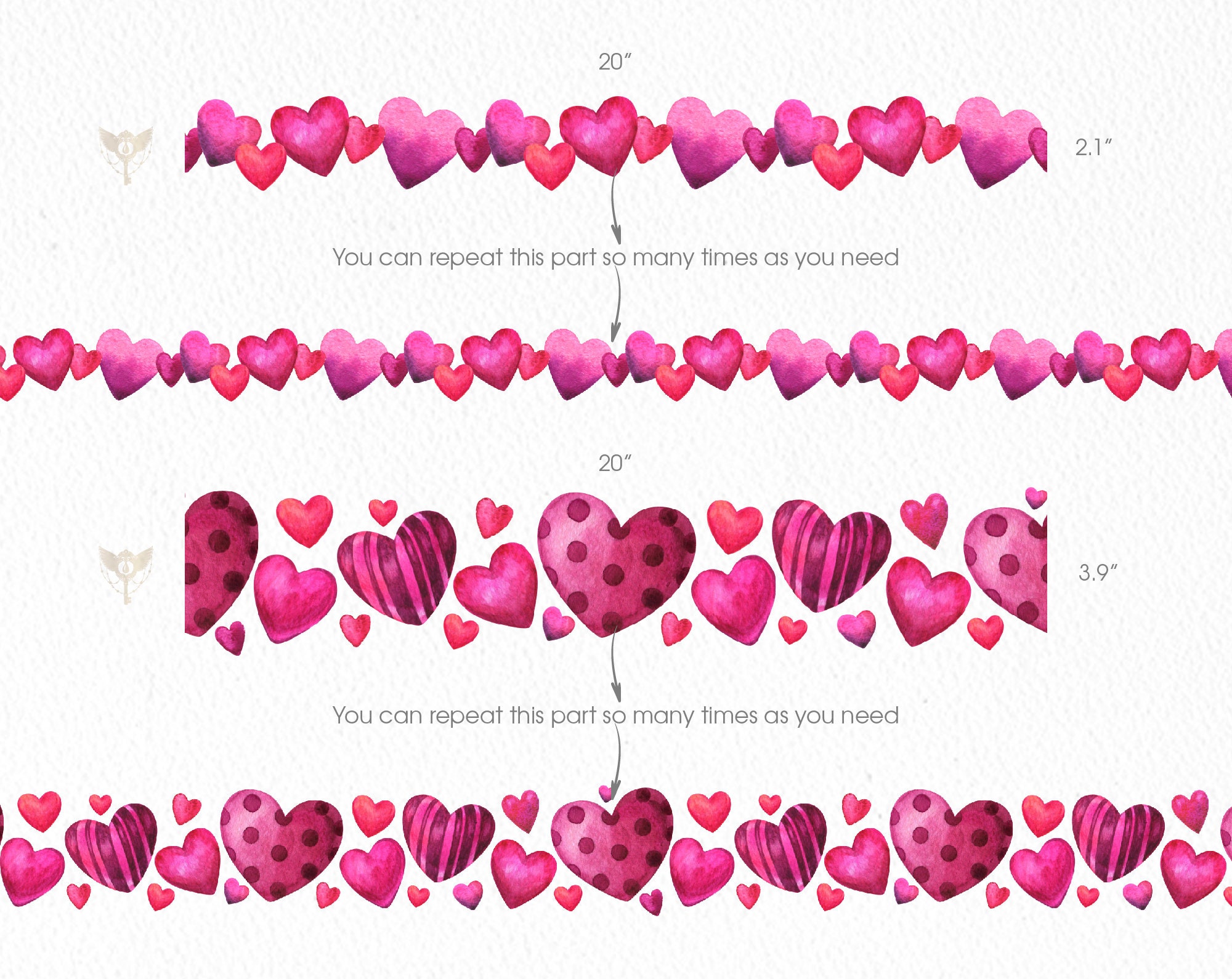 Valentines Day Seamless Border PNG Clipart. Heart Frame - Etsy