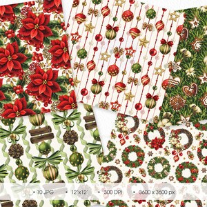Christmas Digital Paper. Vintage Christmas Seamless Pattern. Digital ...