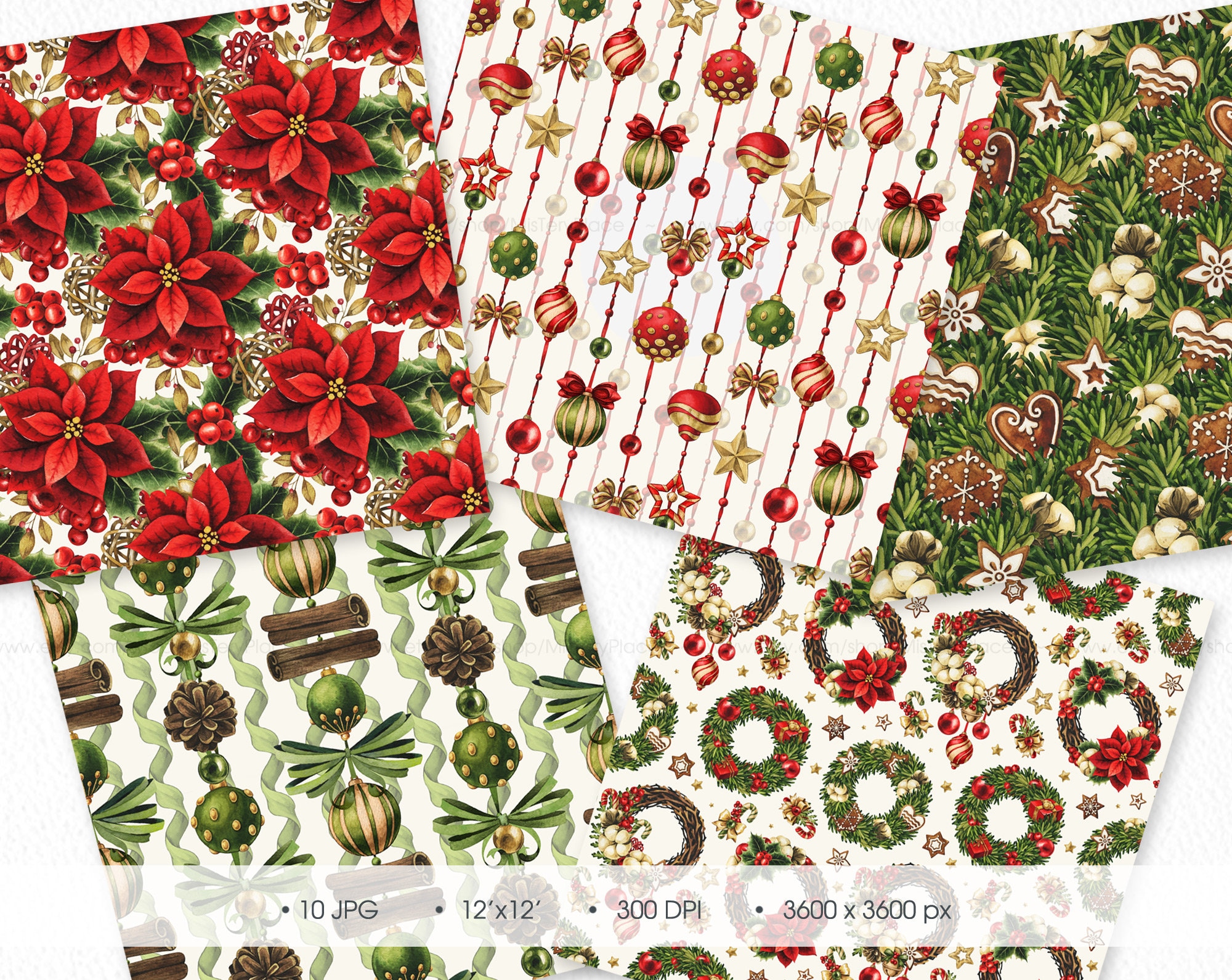 Christmas Digital Paper. Vintage Christmas Seamless Pattern. - Etsy