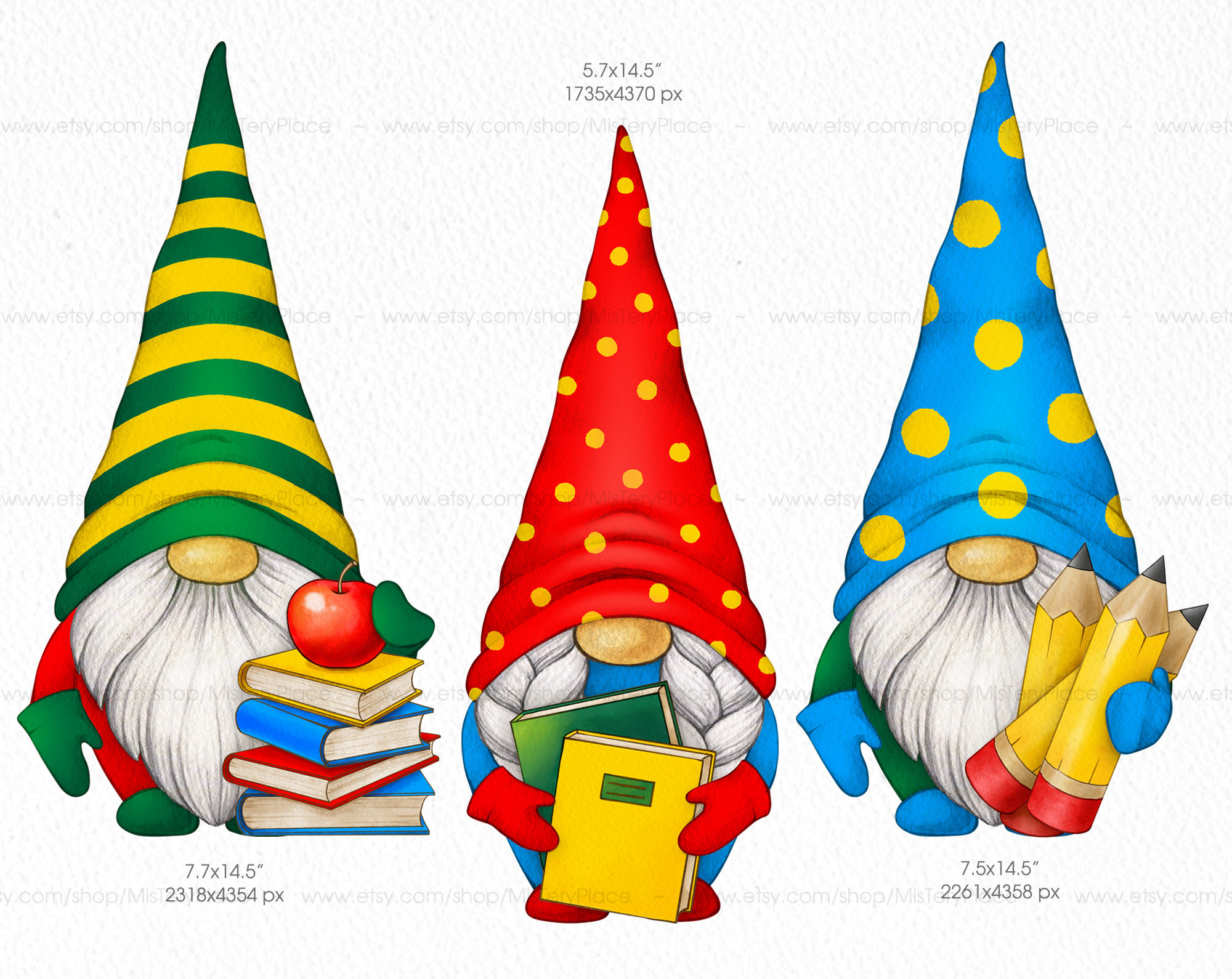 Back to School Gnome PNG Clipart. Teacher Gnome Watercolor - Etsy