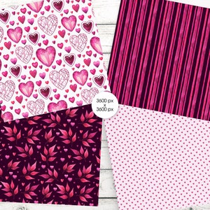 Love Digital Paper Pack. Valentines Digital Paper With Seamless Pattern ...