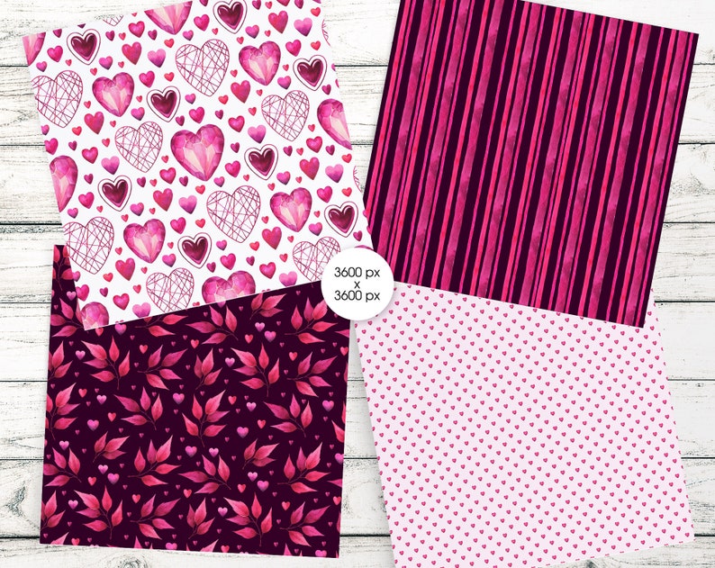 Love Digital Paper Pack. Valentines Digital Paper With Seamless Pattern ...
