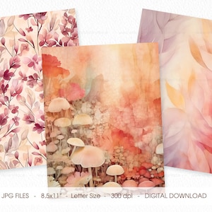 Pastel Fall Forest Digital Paper, Abstract Autumn Watercolor Scrapbook ...