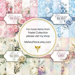 Yellow Floral Digital Paper, Yellow Rose Flowers Watercolor Scrapbook ...