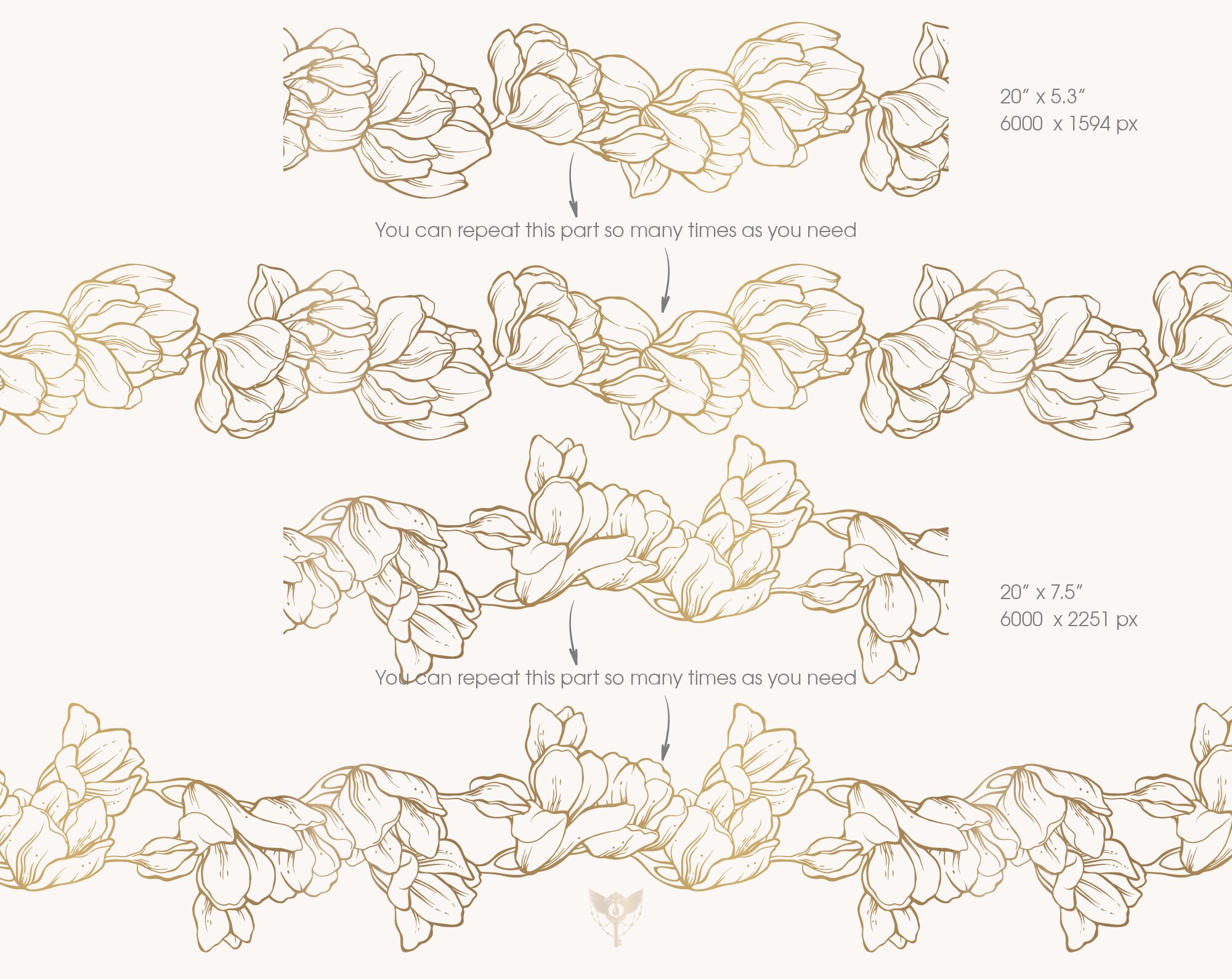 Gold Magnolia Flower Border and Frame Clipart. Floral Line Art - Etsy