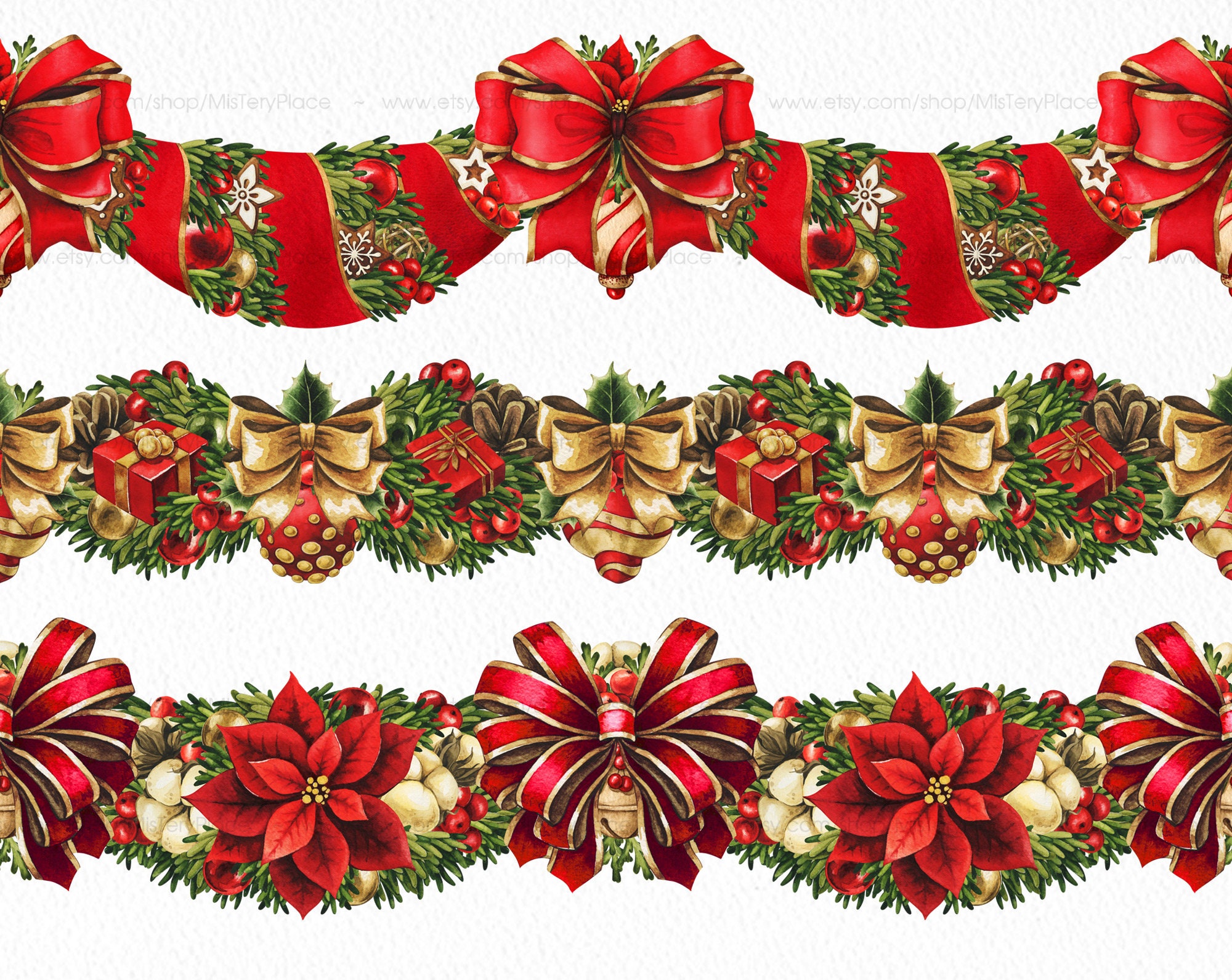Christmas Garland PNG Clipart. Christmas Decor Border - Etsy