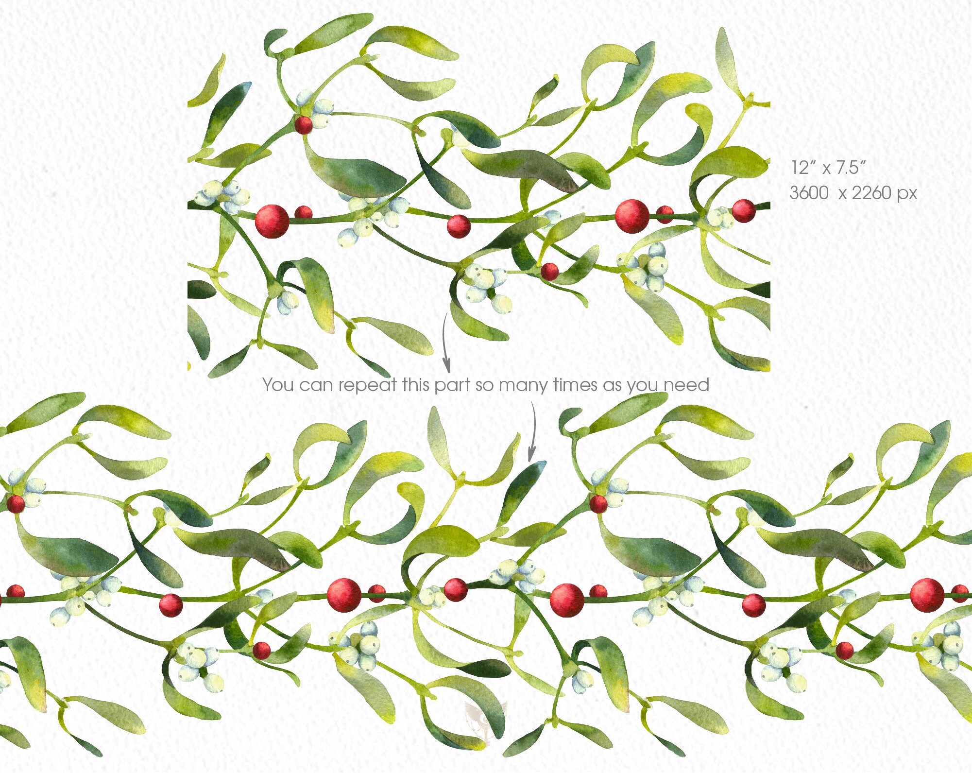 Christmas Mistletoe Garland PNG Clipart. Mistletoe Seamless Border ...