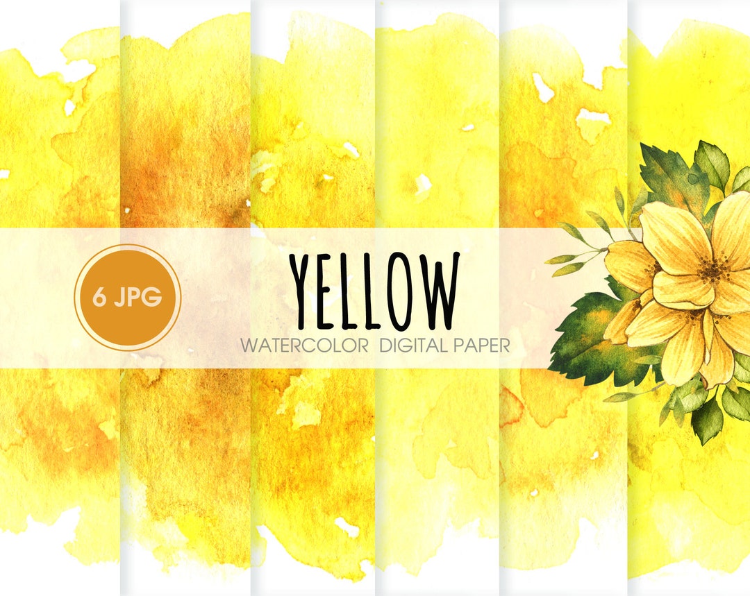 Yellow Watercolor Digital Paper, Abstract Watercolor Splash, Watercolor ...