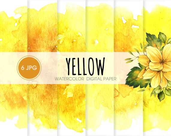 Yellow Watercolor Digital Paper Abstract Watercolor Splash | Etsy