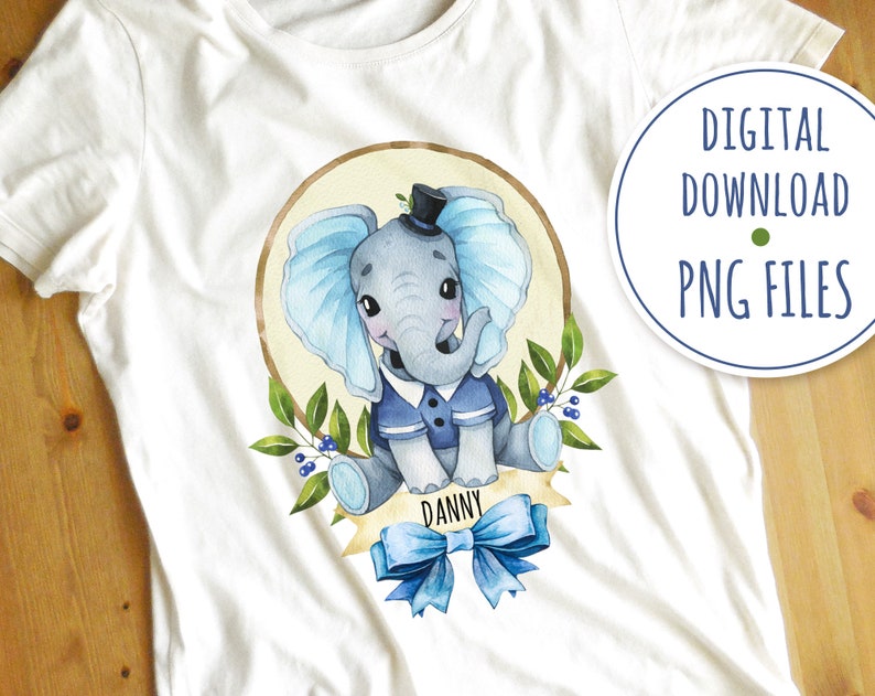 Baby Boy Elephant PNG Clipart. Elephant Cute Watercolor Clip - Etsy