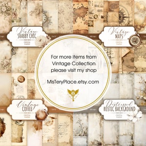 Antique Gold Victorian Digital Paper, Vintage Damask Shabby Chic ...