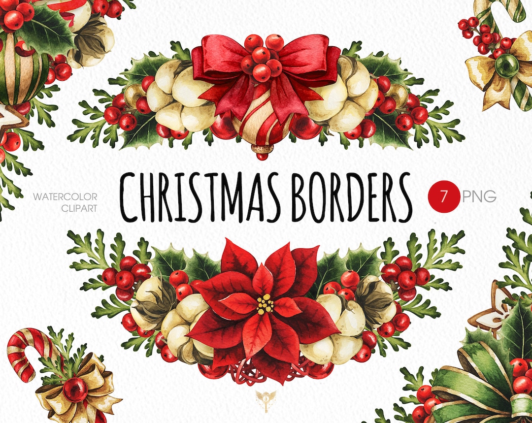 Christmas Borders and Frames PNG Clipart. Christmas Floral Borders and ...