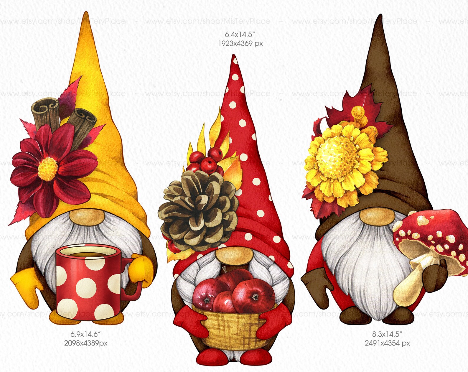 Fall Gnomes PNG Clipart. Autumn Forest Gnome Cute Watercolor - Etsy