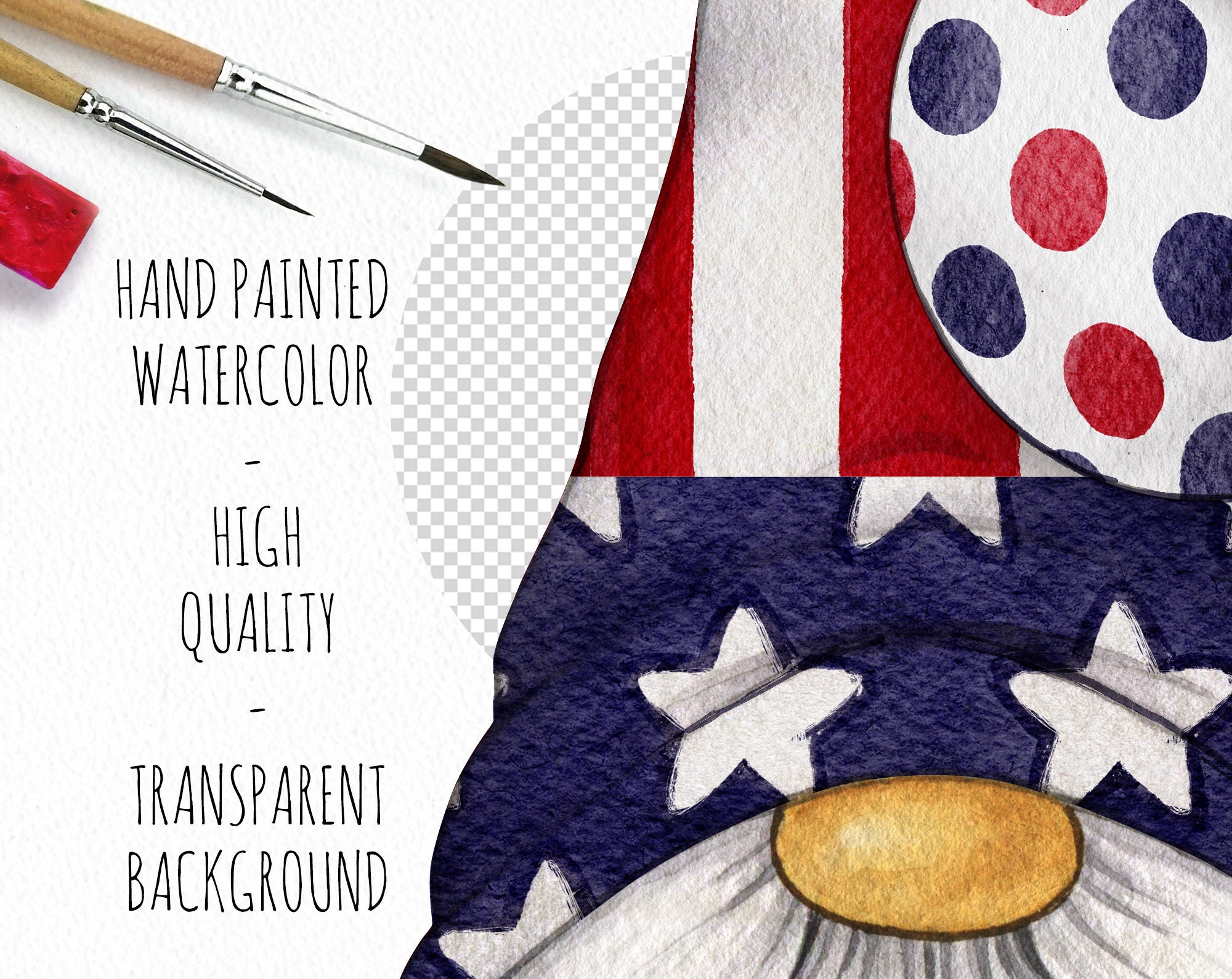 4th of July Gnomes PNG Clipart. Independence Day Watercolor - Etsy
