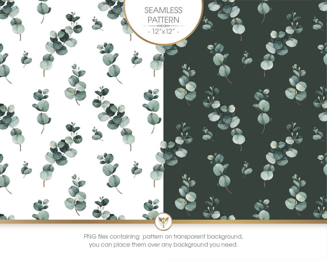 Sage Green Floral Digital Paper. Eucalyptus Seamless Pattern. | Etsy