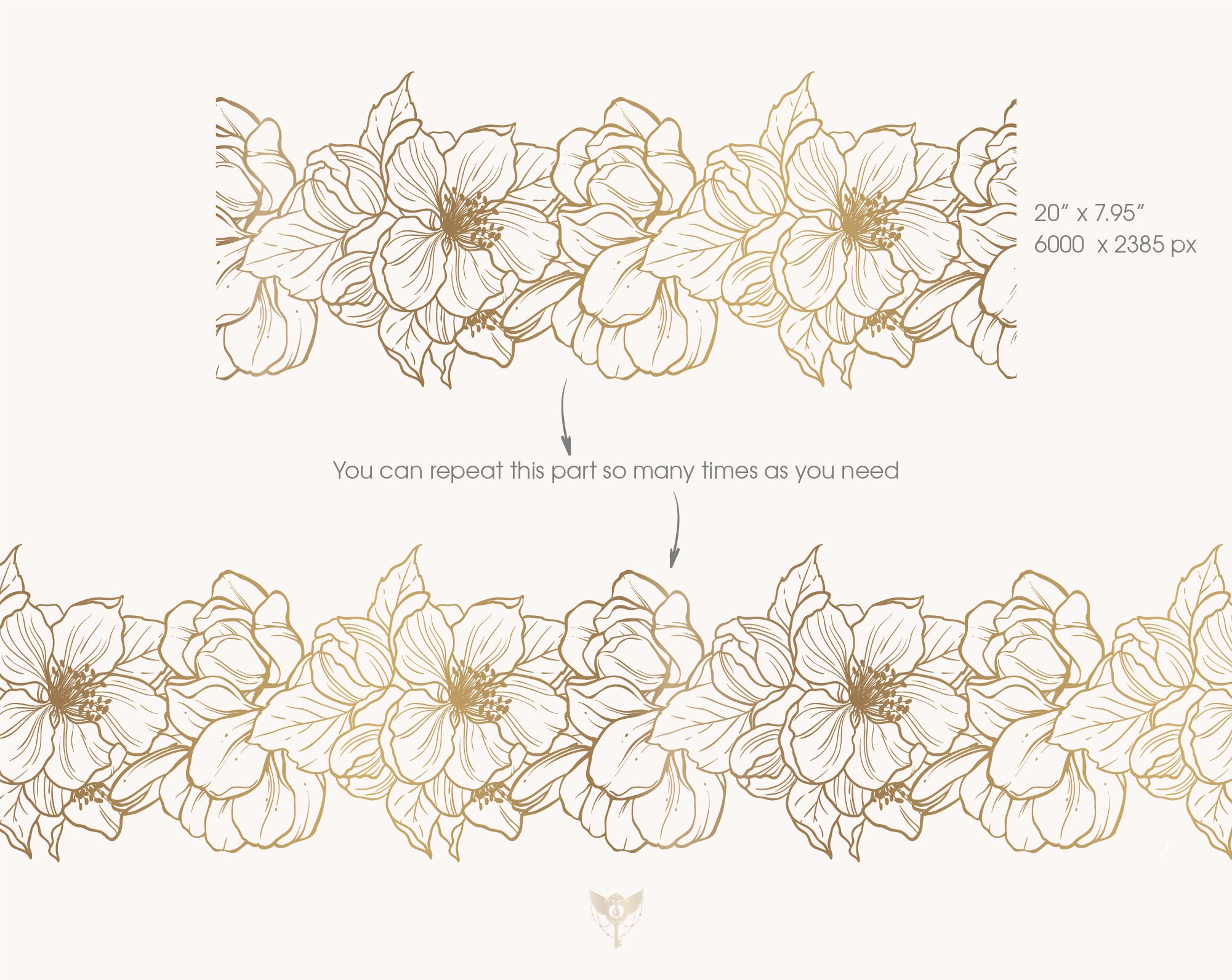 Spring Flower Border PNG Clipart. Gold Spring Floral Line Art - Etsy