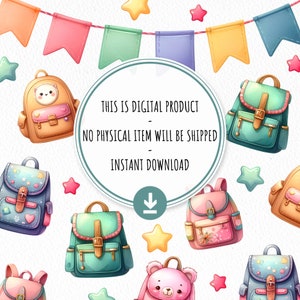 Back to School Bundle PNG Clipart. Cute Watercolor School Printable ...