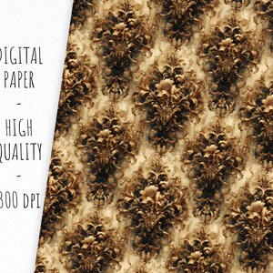 Antique Gold Victorian Digital Paper, Vintage Damask Shabby Chic ...