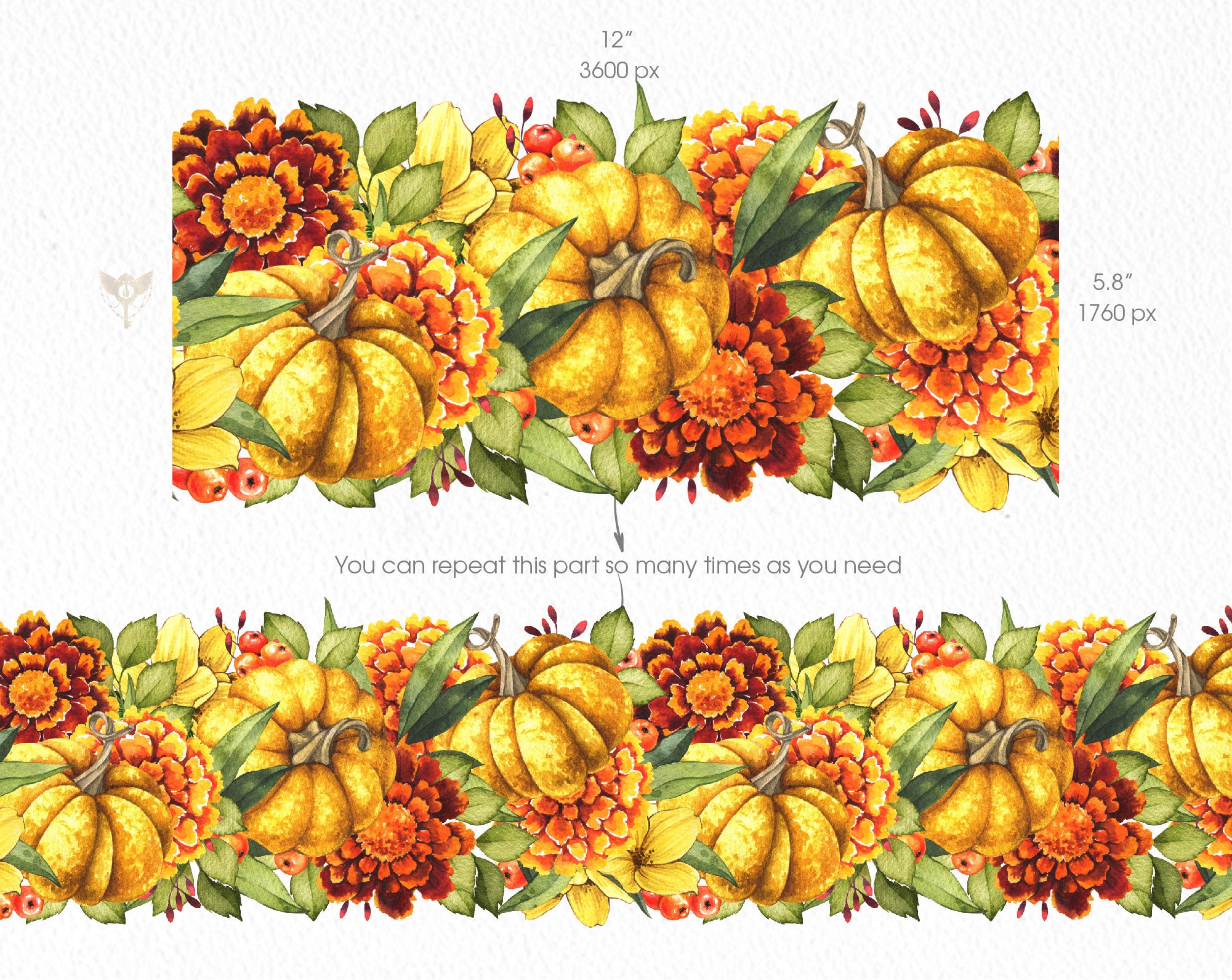 Pumpkin Border PNG Clipart. Fall Garland Clipart With Watercolor ...