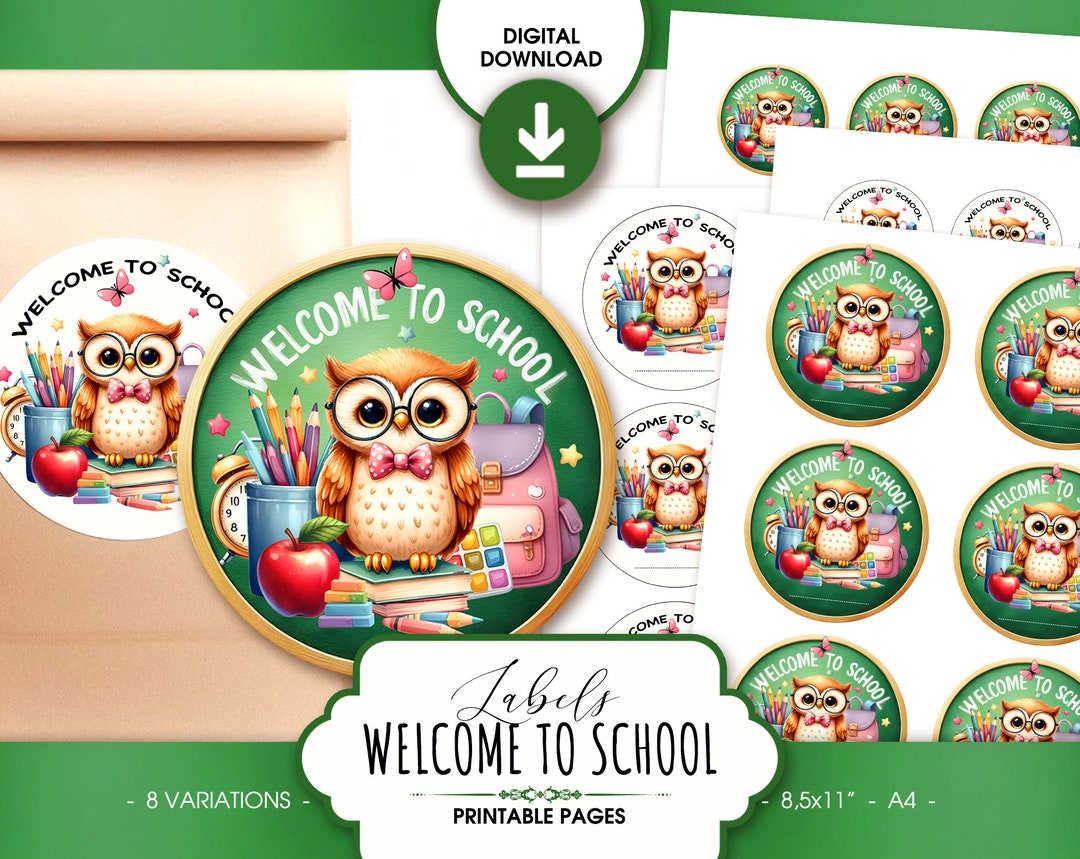 Back to School Round Tags, Printable First Day of School DIY Circle ...