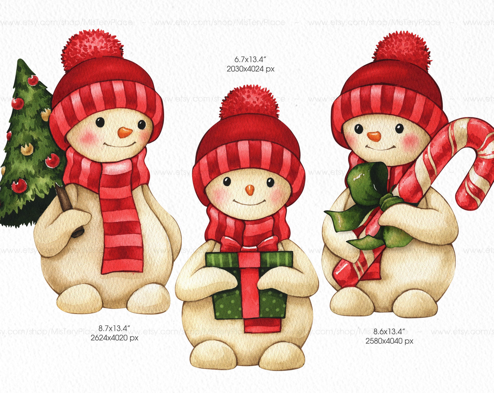 Cute Snowman PNG Clipart. Christmas Watercolor Clipart for - Etsy Canada