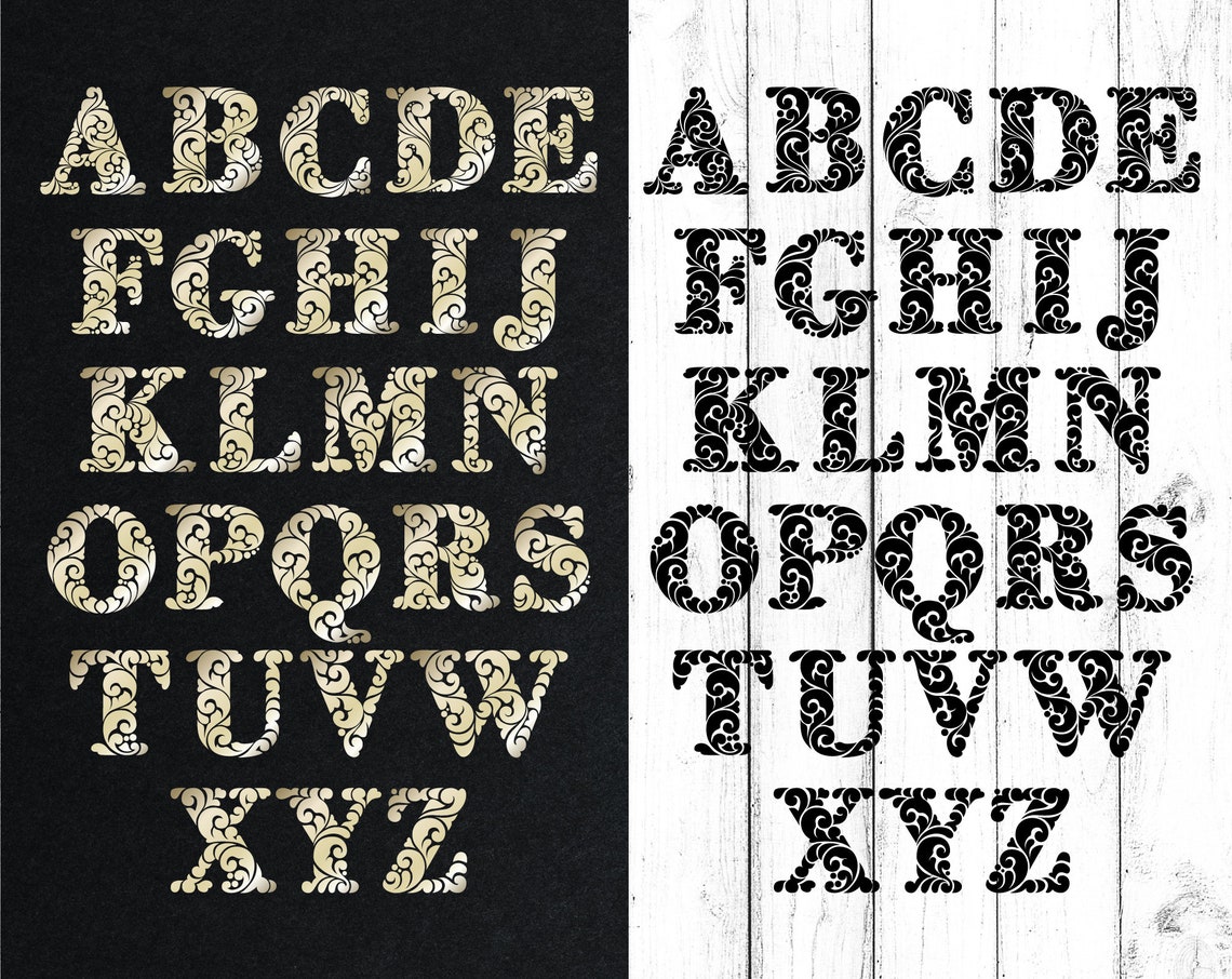 Monogram SVG Files. Wedding Damask Font Clipart. Alphabet Svg - Etsy