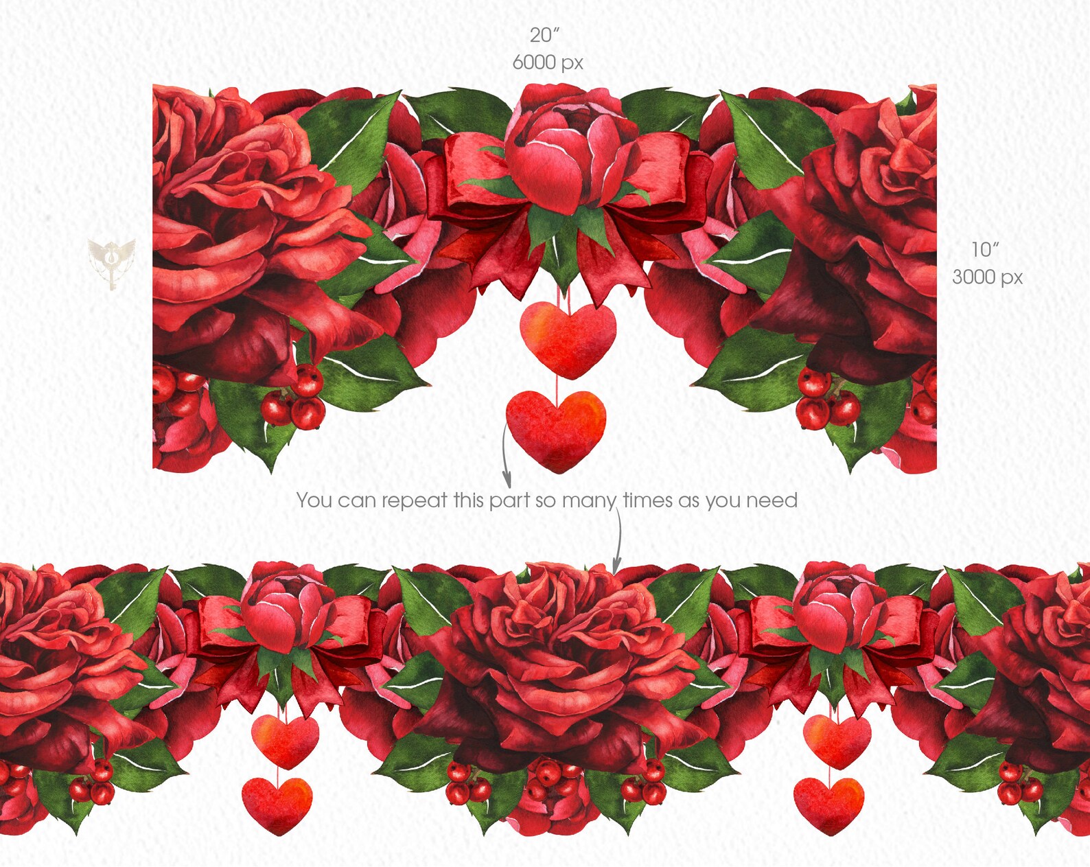 Valentines Day Flower Border PNG Clipart. Love Watercolor Clipart ...