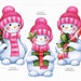 Snowman PNG Clipart. Cute Pink Christmas Watercolor Clipart for ...