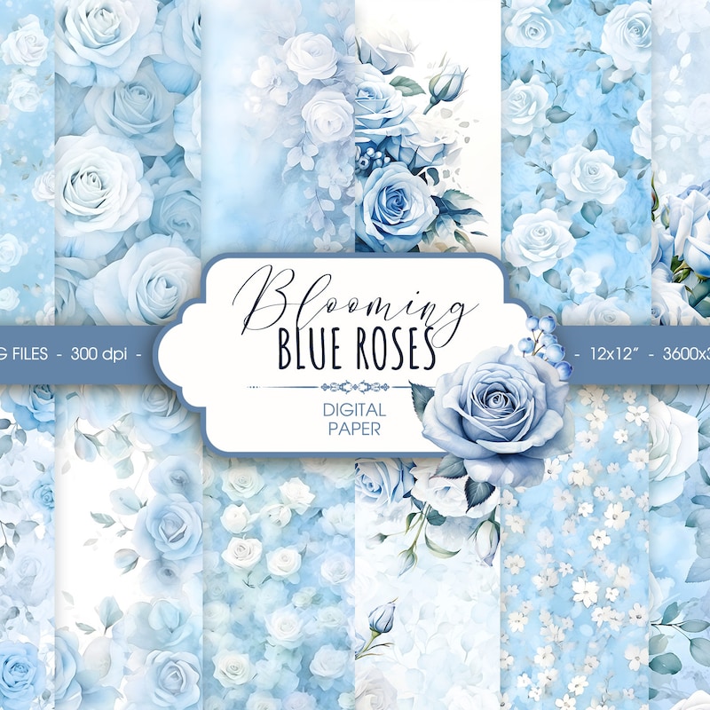 Rose Wallpaper Blue - Etsy