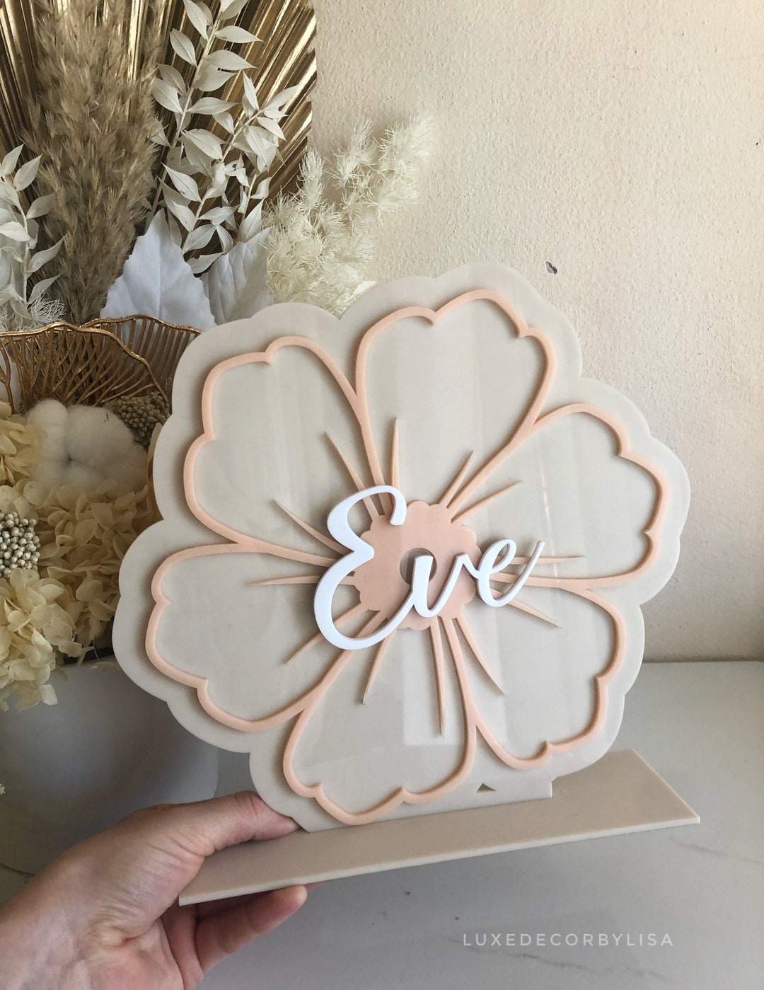 Flower 3D - Acrylic Freestanding Name Sign - Etsy