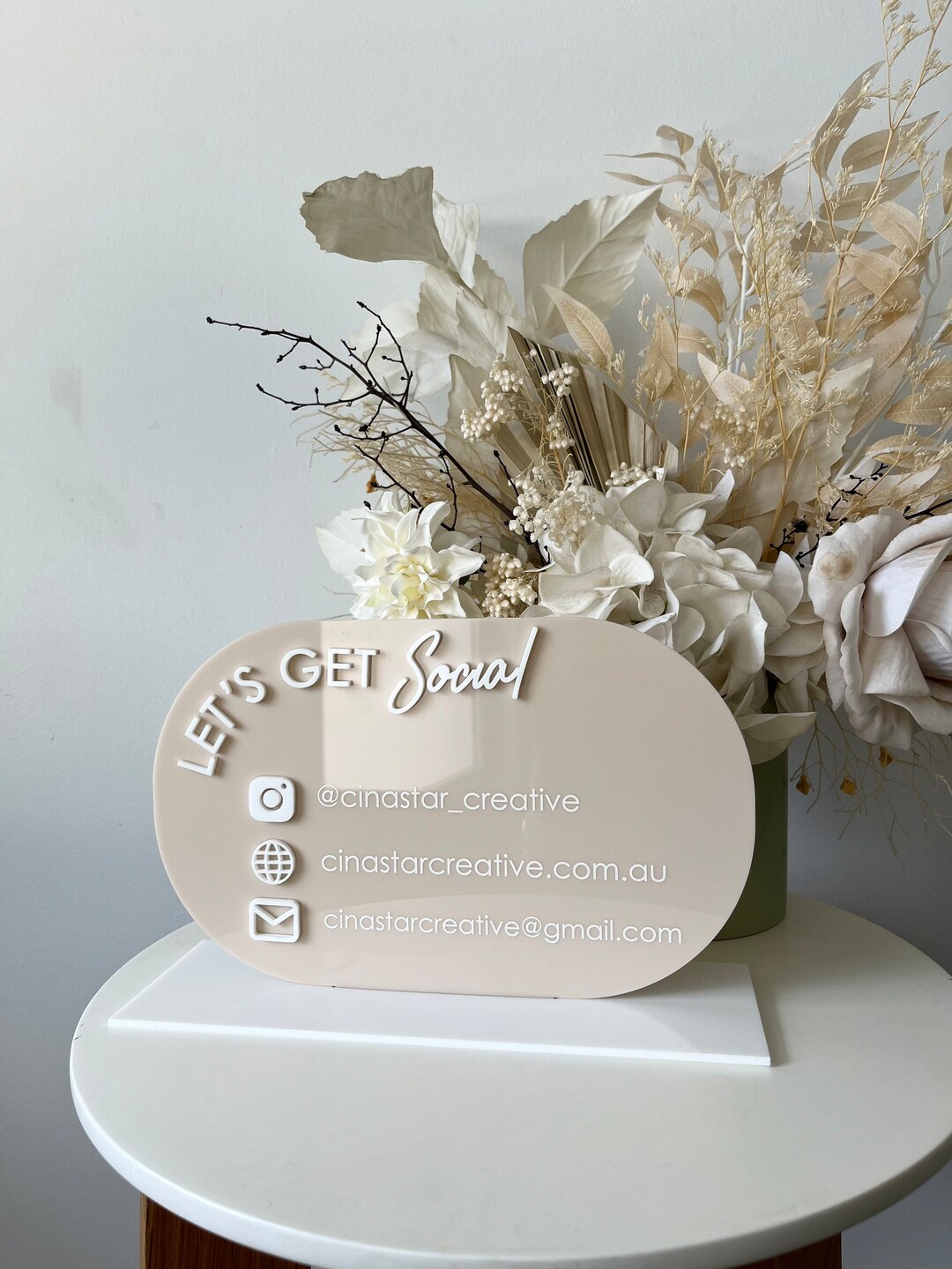Modern Single Oval Social Sign Freestanding Style 1 - Etsy