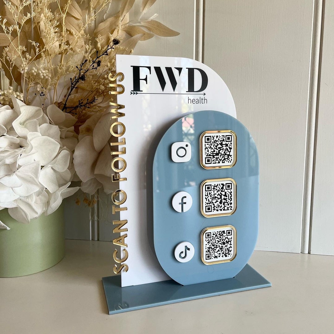 Modern QR Code Freestanding Acrylic Business Sign Version 5 (scan to ...