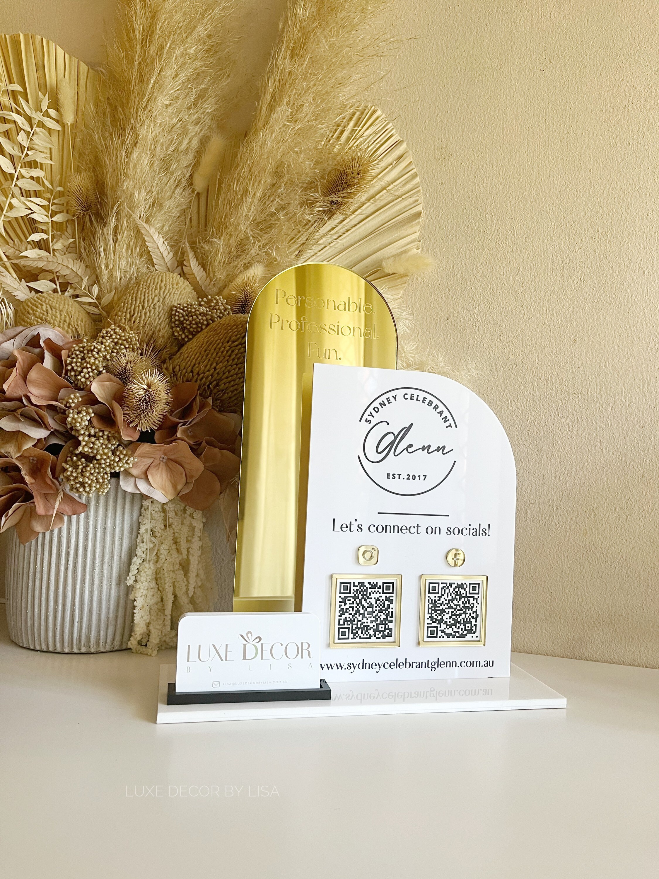 Double Shaped Logo Qrs Website Cardholder Sign - Etsy Australia