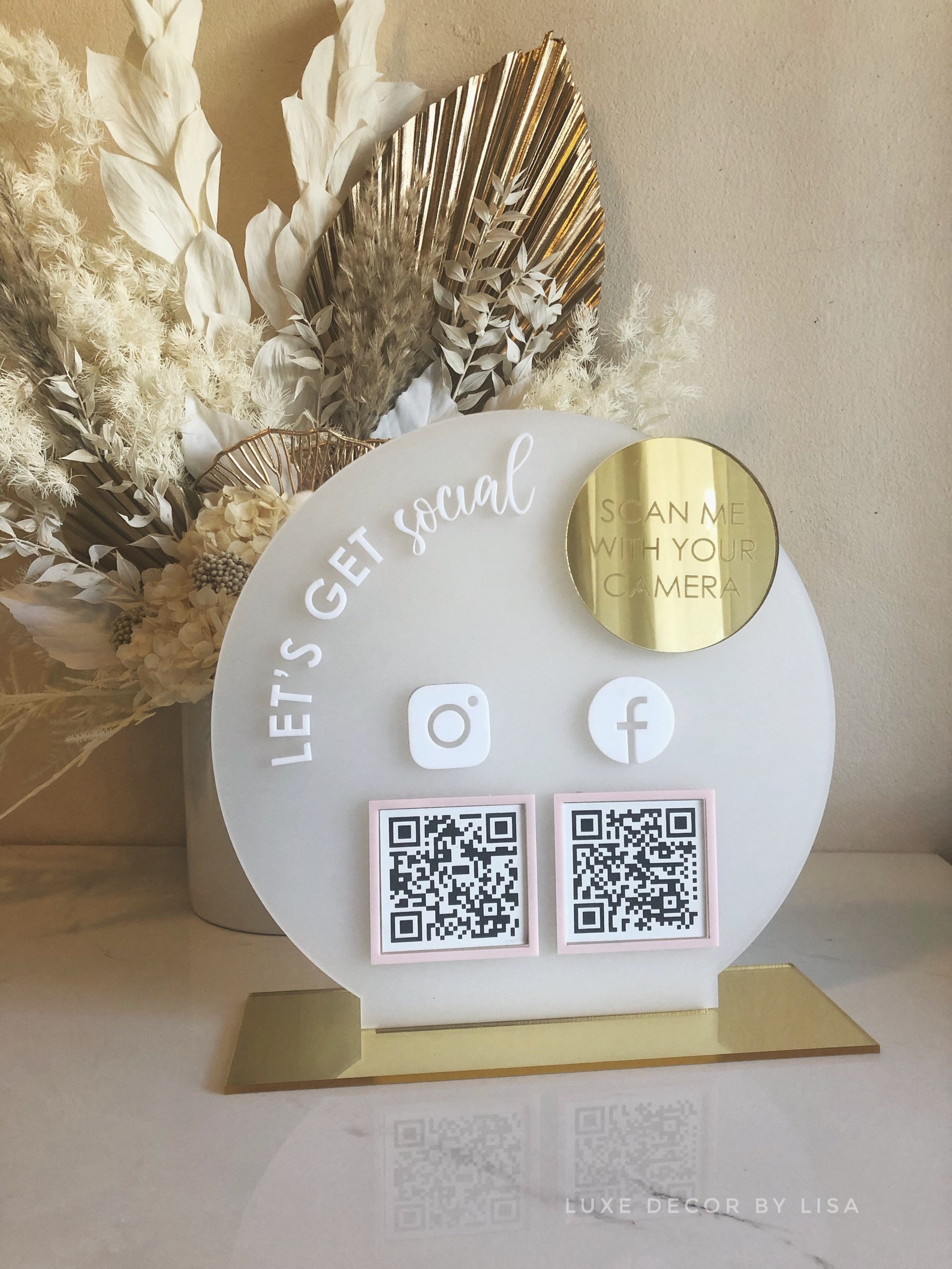The Round Acrylic Modern QR Sign Freestanding Code Instagram - Etsy
