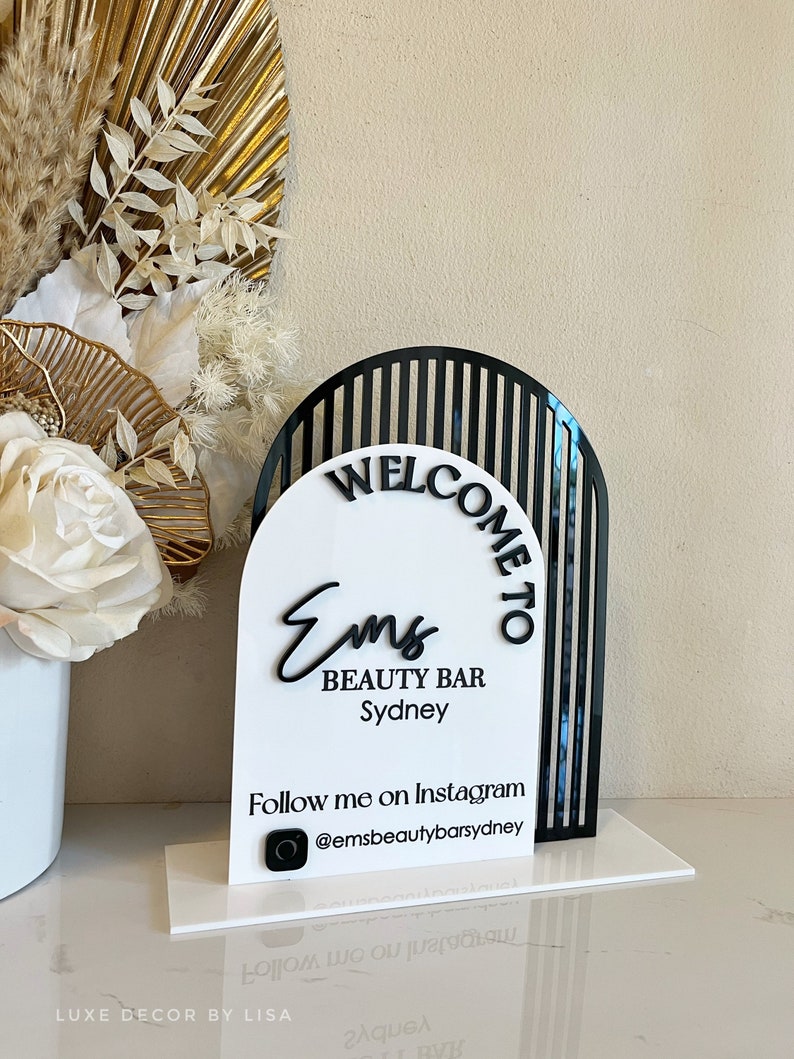 The Double Arched Acrylic Modern Logo Sign Freestanding Code - Etsy