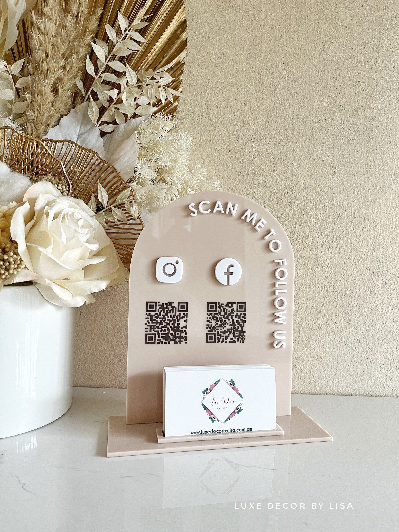 Arch Acrylic Social and Card Holder Sign - Etsy