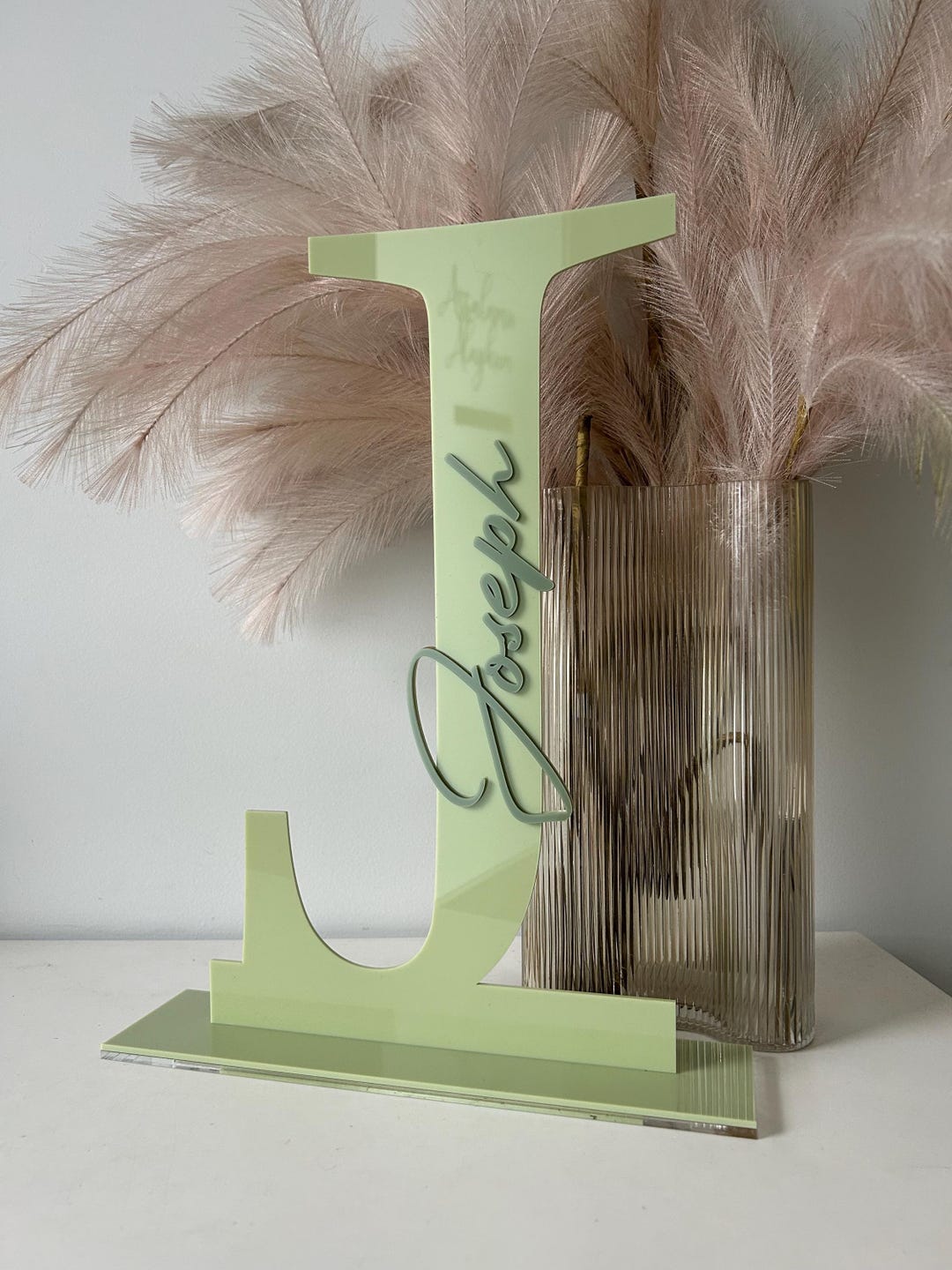Acrylic Initial With Cursive Name - Freestanding - Etsy